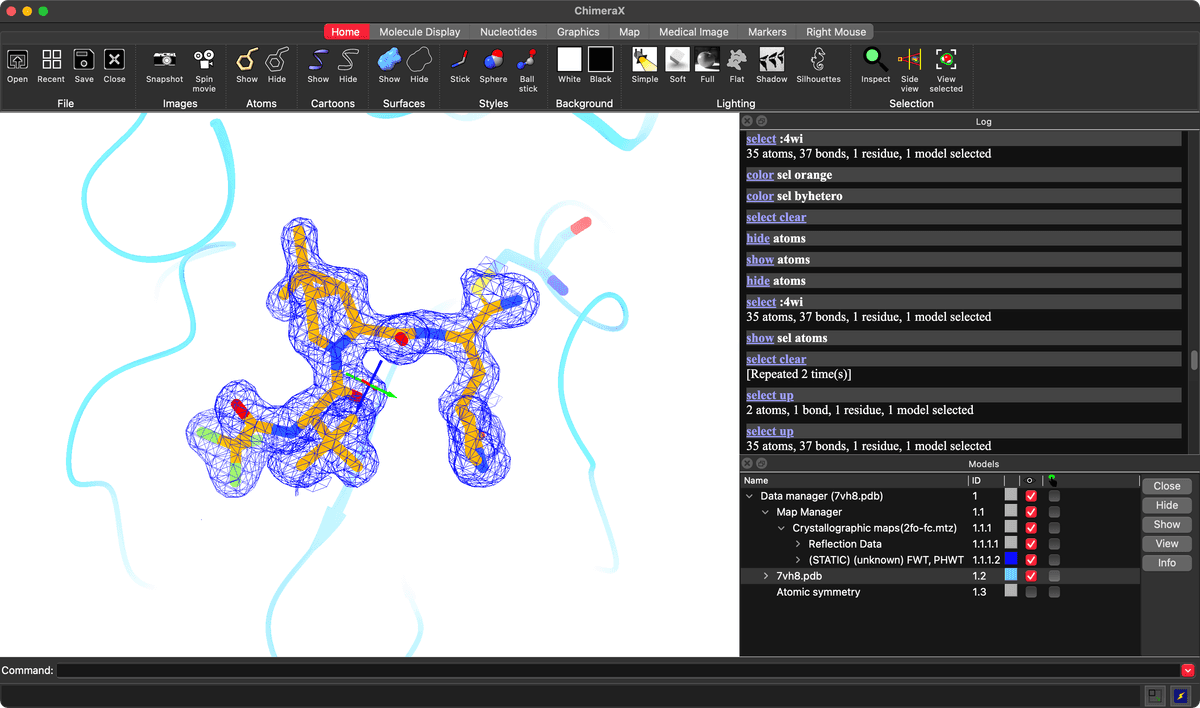 使用 ChimeraX 绘制晶体结构小分子密度 - Jayden